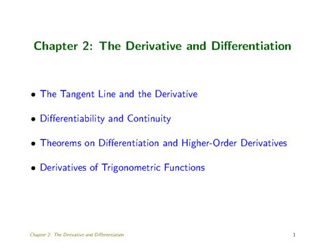 Ch Derivatives Chapter The Derivative And Differentiation The Tangent Line And The