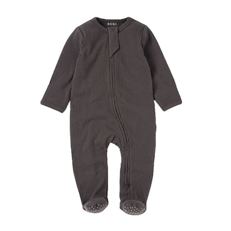 Boki Organic Cotton 2 Way Zipsuit Charcoal The Mom Archive