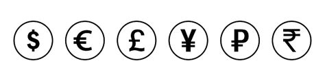 세계 통화 달러 유로 루블 엔 파운드 루피 흰색 배경에 격리 된 동전 아이콘 벡터 일러스트레이션 개체 그룹에 대한 스톡 벡터 아트 및 기타 이미지 Istock