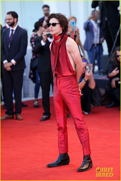 Timothee Chalamet Wears Backless Red Outfit To Venice Premiere Of