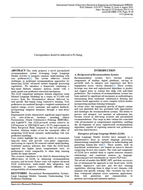 6 Personalized Recommendation Systems Powered By Large Language Models Integrating Semantic