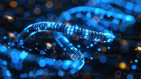 Abstract Representation Of Digital Data Streams With Glowing Binary Code And Light Effects