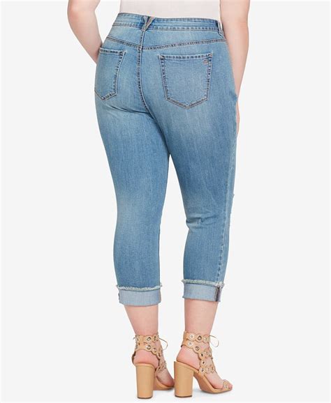 Jessica Simpson Trendy Plus Size Ripped Floral Appliqué Skinny Jeans