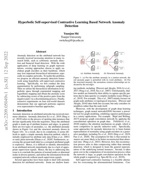 Pdf Hyperbolic Self Supervised Contrastive Learning Based Network Anomaly Detection