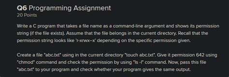 Q6 Programming Assignment 20 Points Write A C Program