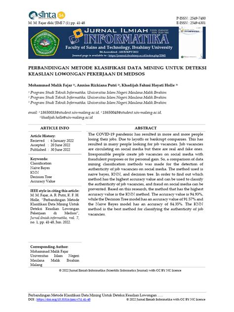 Perbandingan Metode Klasifikasi Data Mining Untuk Deteksi Keaslian