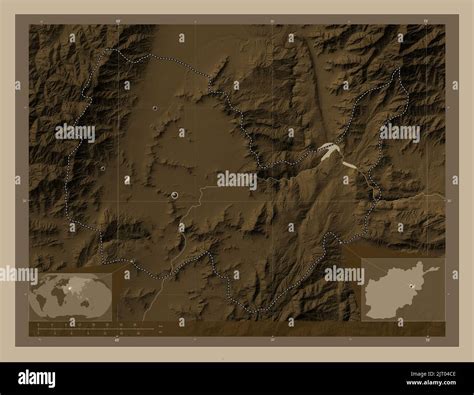 Kabul Province Of Afghanistan Elevation Map Colored In Sepia Tones