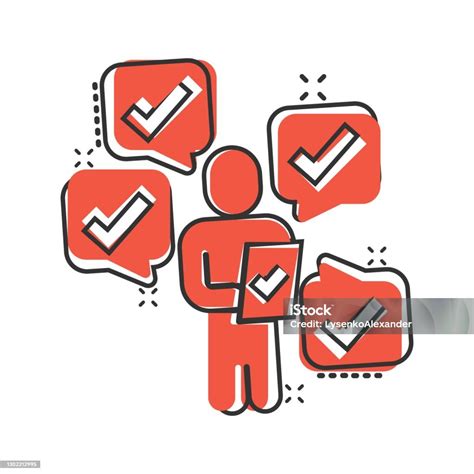 코믹 스타일의 조직 관리 아이콘 흰색 고립 된 배경에 체크 마크 만화 벡터 그림을 가진 사람들 사업가 스플래시 효과 비즈니스 개념 경영자에 대한 스톡 벡터 아트 및 기타