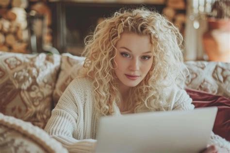 A Woman Is Laying On A Bed With A Book In Her Lap Premium Ai