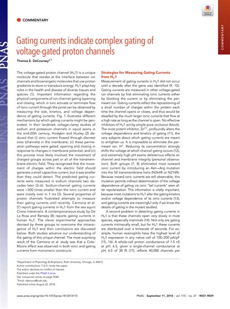 Pdf Gating Currents Indicate Complex Gating Of Voltage Gated Proton