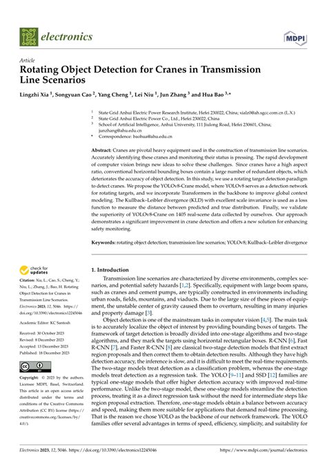Pdf Rotating Object Detection For Cranes In Transmission Line Scenarios