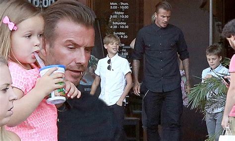 Doting Dad David Beckham Takes Harper Cruz And Romeo To Dinner Before Heading To Ed Sheeran