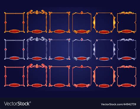 Golden Silver Copper Vintage Game Frames Ui Vector Image