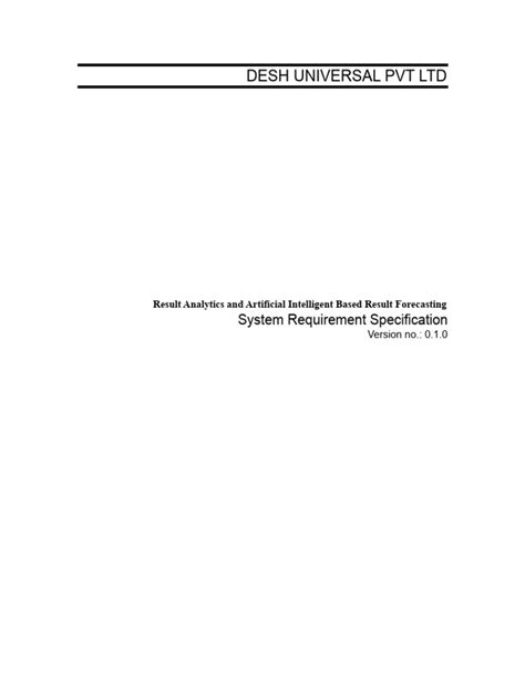 System Requirement Specification Of Analytics Forecasting And Question Bank Module Version 0 1