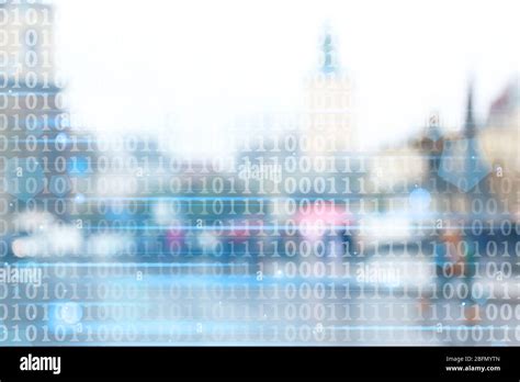Blur Abstract Peoples Background With Binary Code Technology Concept Stock Photo Alamy