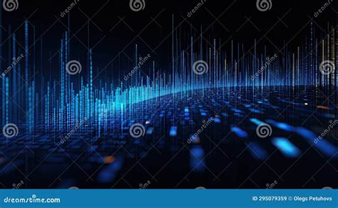 A Dark Blue Background With Lines And Dots In The Middle Generative Ai Stock Image Image Of