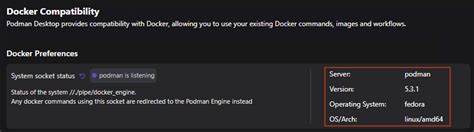 Customizing Docker Compatibility Podman Desktop