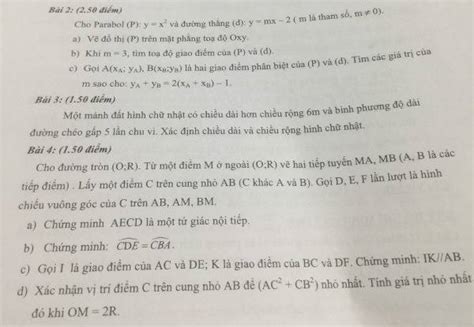 Gọi A Xa Ya B Xb Yb Là Hai Giao điểm Phân Biệt Của P Và D Tìm