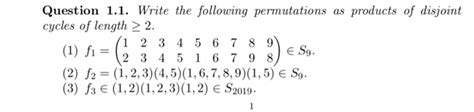 Solved Question 1 1 Write The Following Permutations As
