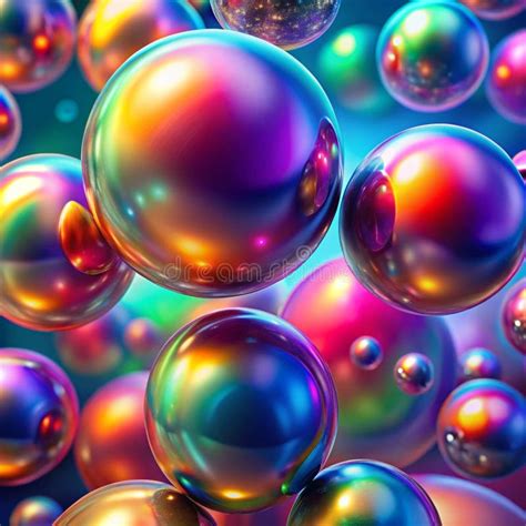 Abstract Background With Vibrant Iridescent Orbs And Soft Gradient Stock Illustration