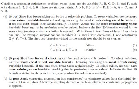 Solved Consider A Constraint Satisfaction Problem Where
