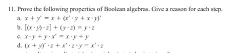 Solved 11 Prove The Following Properties Of Boolean