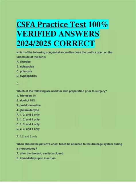 BEST CSFA Practice Test VERIFIED ANSWERS CORRECT CSFA Stuvia US
