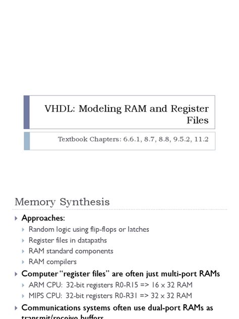Vhdl 5 Memory Models Pdf Vhdl Random Access Memory