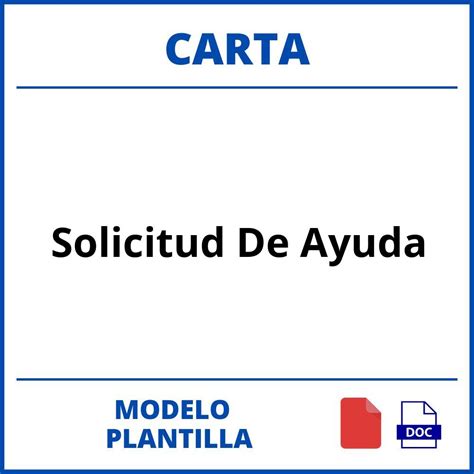 Modelo De Carta De Solicitud De Ayuda