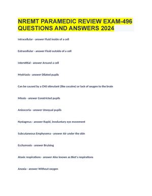 EMT NREMT Practice EXAM 433 Questions AND Answers 2024 EMT NREMT PRACTICE EXAM QUESTIONS AND