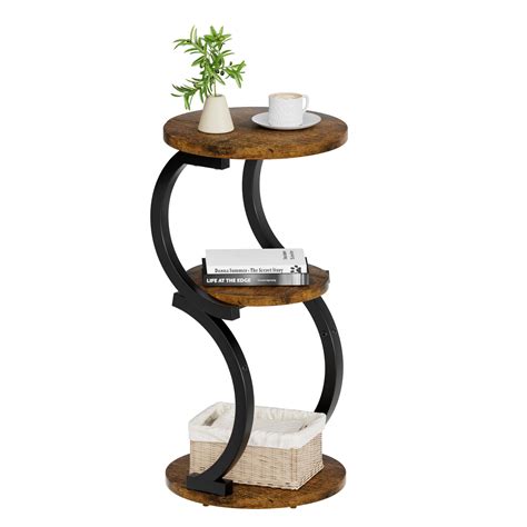 Small Side Table 3 Tier Round End Table For Living Room S Shaped Accent Table For Small Spaces