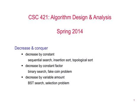 Ppt Csc 421 Algorithm Design And Analysis Spring 2014 Powerpoint Presentation Id5748279