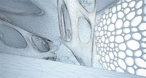 Premium Photo Abstract Drawing White Parametric Interior With Window Polygon Colored Drawing