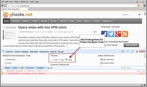 Firebug Theme For Firefox Developer Tools Ghacks Tech News