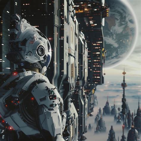 미래의 우주 정거장 은 행성 을 도 에 돌고 있다 프리미엄 Ai 생성 이미지