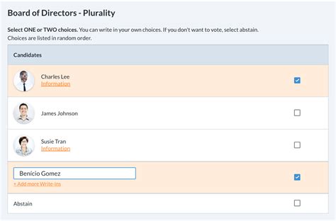 Sample Voting Ballot Template