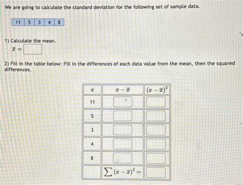 Solved We Are Going To Calculate The Standard Deviation For Chegg
