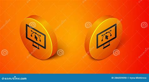 Isometric Computer Display With Vector Design Program Icon Isolated On