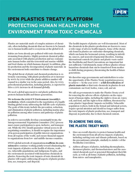 Ipen Plastics Treaty Platform Ipen International Pollutants Elimination Network
