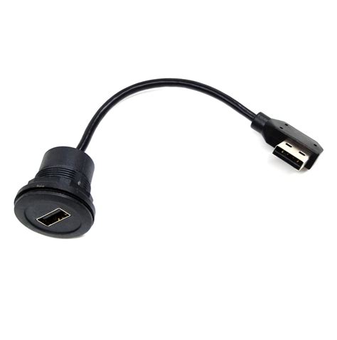 Panel Mount Waterproof Usb 20 A Female Af To Right Angle Usb A Male Am Cable From China