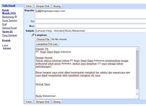 Contoh Body Email Lamaran Kerja Bahasa Inggris Contoh Suratku