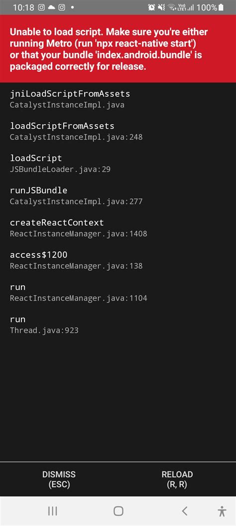 Reactjs Unable To Load Script Make Sure Youre Either Running Metro