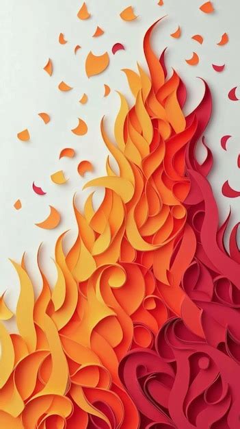 Vibrant Paper Flames Abstract Design Premium AI Generated Image