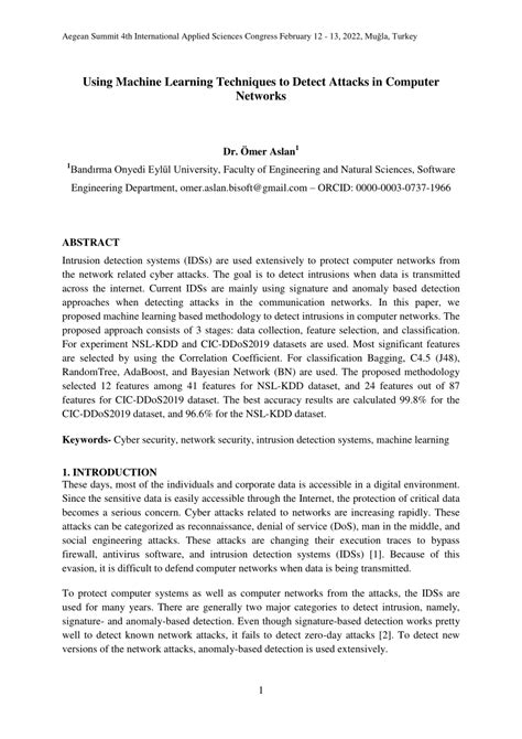 Pdf Using Machine Learning Techniques To Detect Attacks In Computer Networks