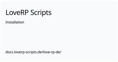 Installation Loverp Scripts