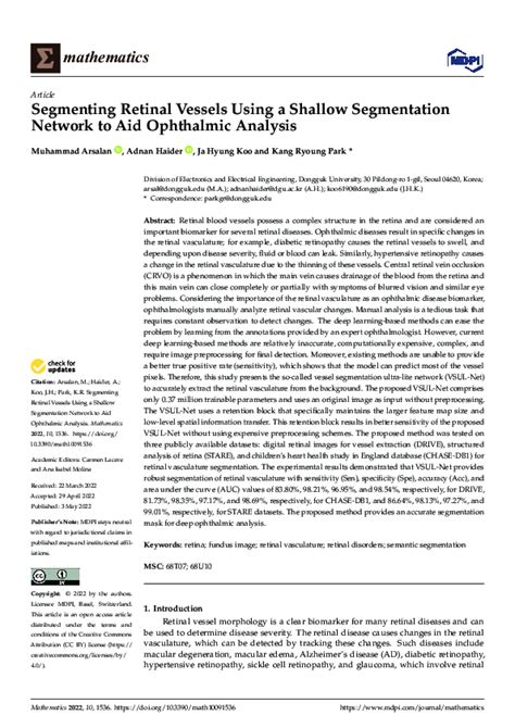 Pdf Segmenting Retinal Vessels Using A Shallow Segmentation Network To Aid Ophthalmic Analysis