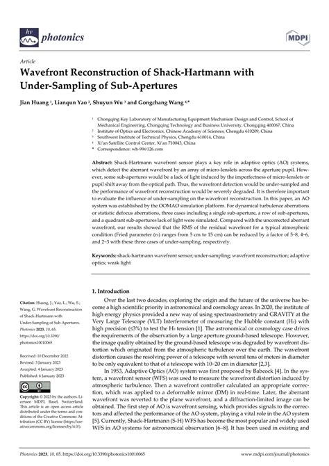 Pdf Wavefront Reconstruction Of Shack Hartmann With Under Sampling Of