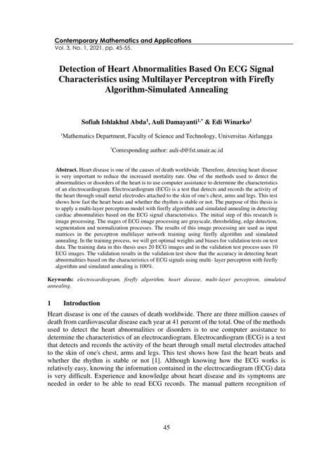 Pdf Detection Of Heart Abnormalities Based On Ecg Signal