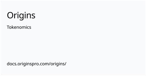 Tokenomics Origins