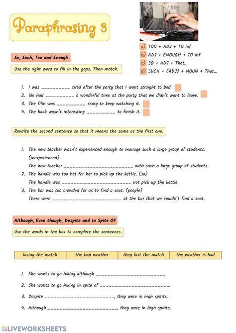 Paraphrasing Worksheet Consejos Sobre Escritura Ejemplos De Ensayo